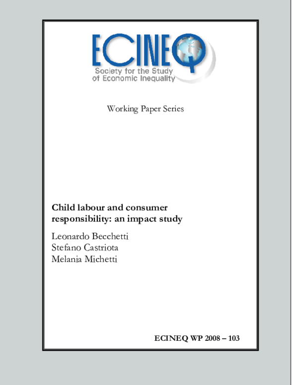 (PDF) Child Labour and Consumer Responsibility: An Impact Study