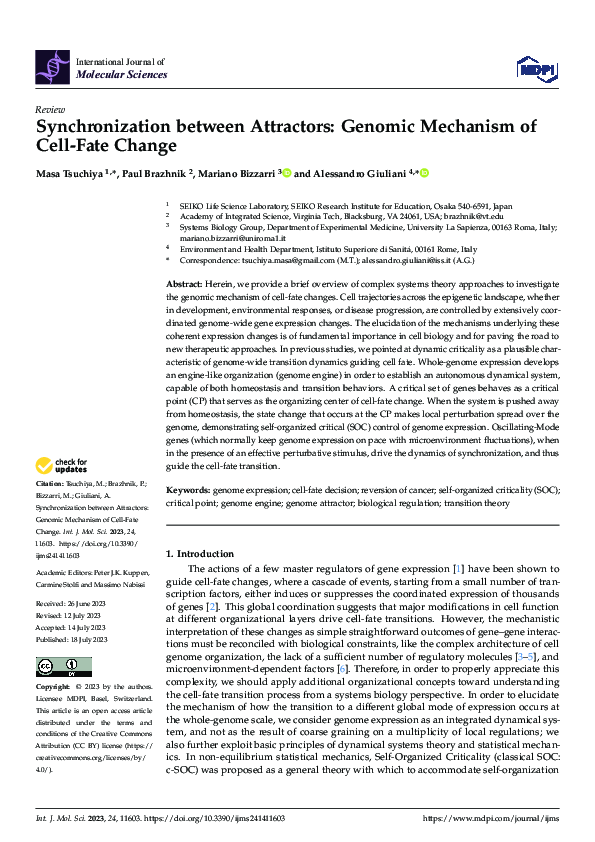 (PDF) Synchronization between Attractors: Genomic Mechanism of Cell-Fate Change