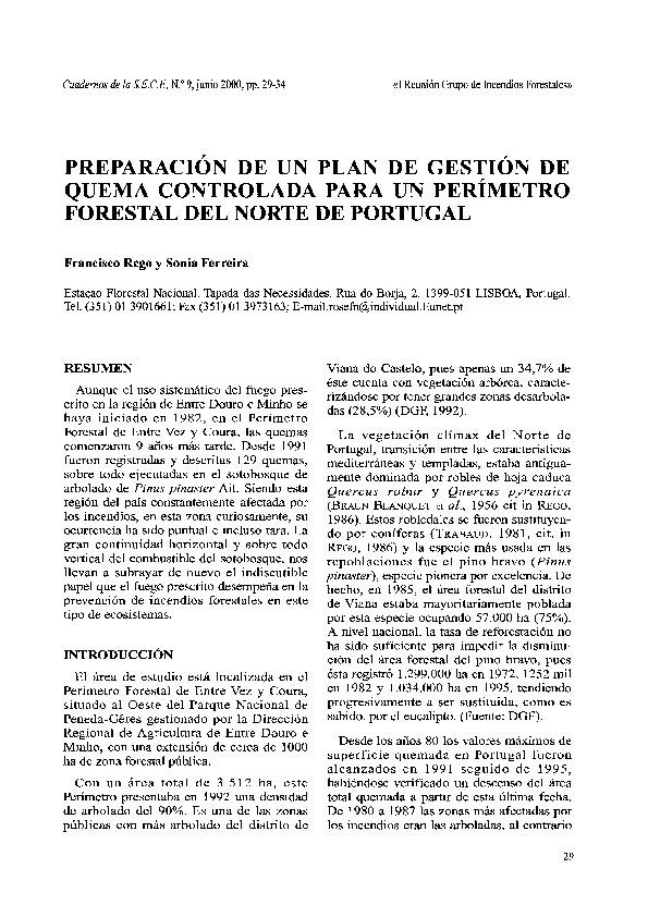(PDF) Preparación de un plan de gestión de quema controlada para un perímetro forestal del Norte ...