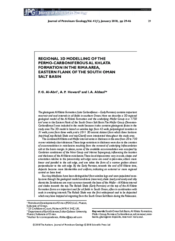 (PDF) Regional 3D Modelling of the Permo-Carboniferous Al Khlata ...