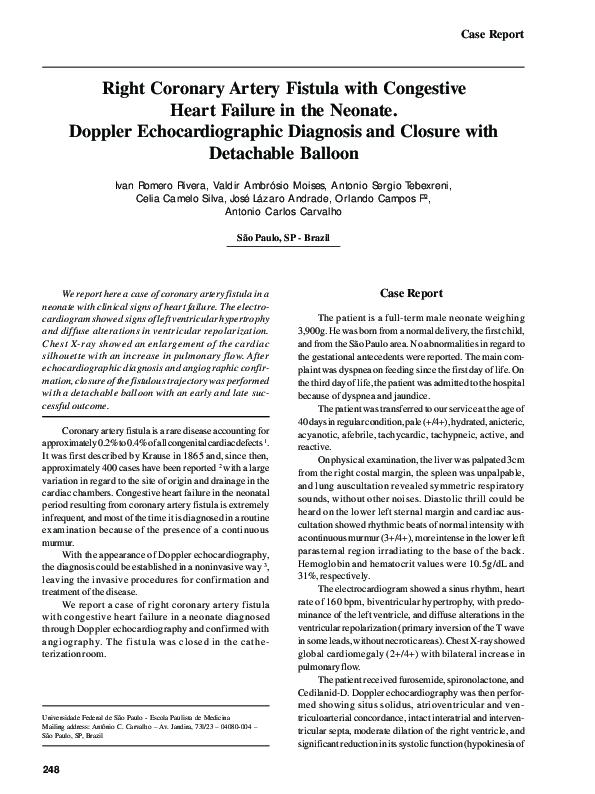 (PDF) Right coronary artery fistula with congestive heart failure in ...