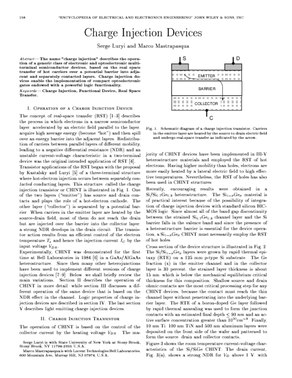 (PDF) Charge Injection Devices