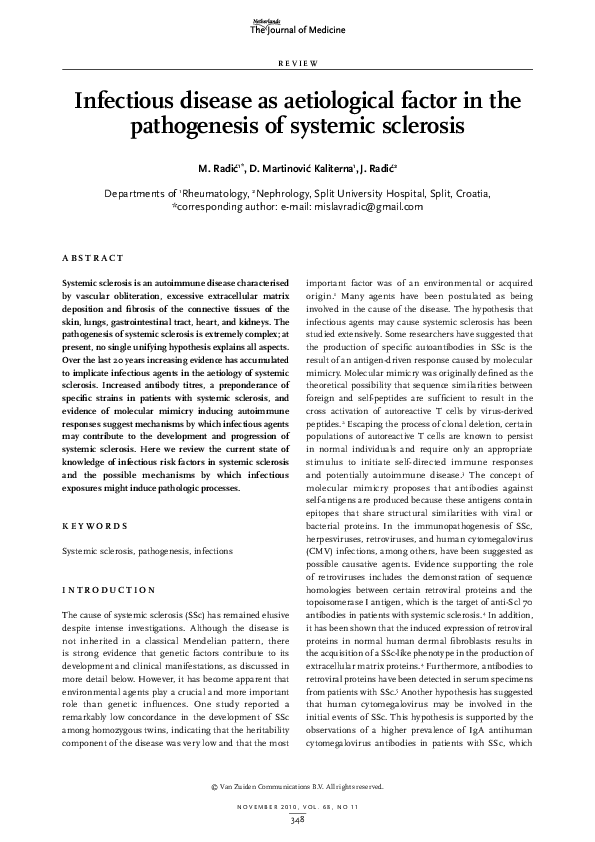 (PDF) Infectious disease as aetiological factor in the pathogenesis of ...