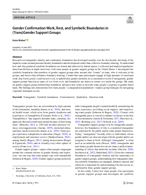 (PDF) Gender Confirmation Work, Rest, and Symbolic Boundaries in (Trans ...
