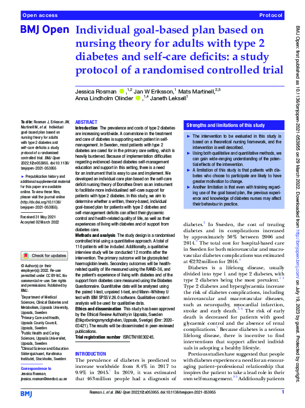 (PDF) Individual goal-based plan based on nursing theory for adults ...