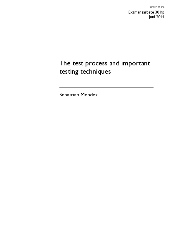 (PDF) The Test Process and Important Testing Techniques