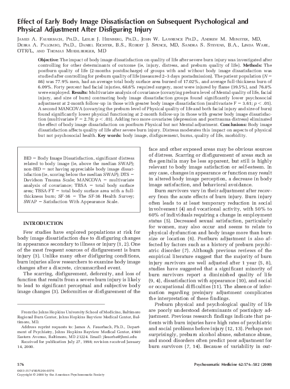 (PDF) Effect of Early Body Image Dissatisfaction on Subsequent ...