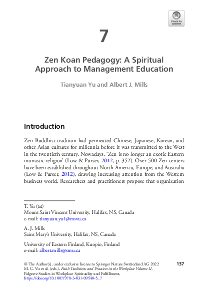(PDF) Zen Koan Pedagogy: A Spiritual Approach to Management Education