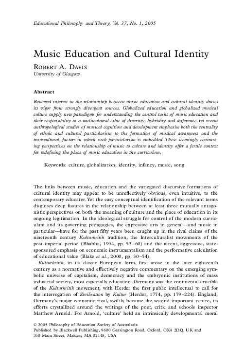 (PDF) Music Education and Cultural Identity