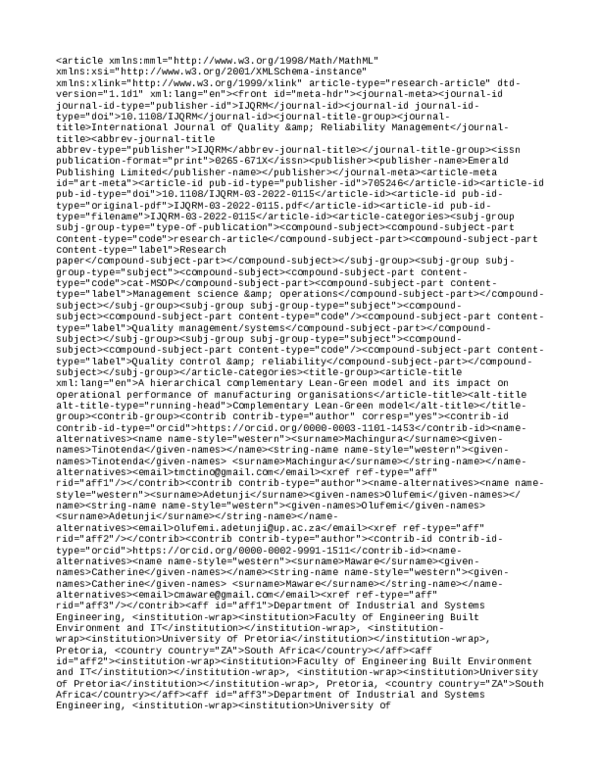 A hierarchical complementary Lean-Green model and its impact on operational performance of ...