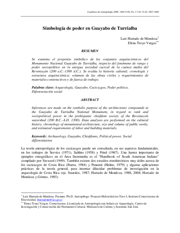(PDF) Simbología de poder en Guayabo de Turrialba
