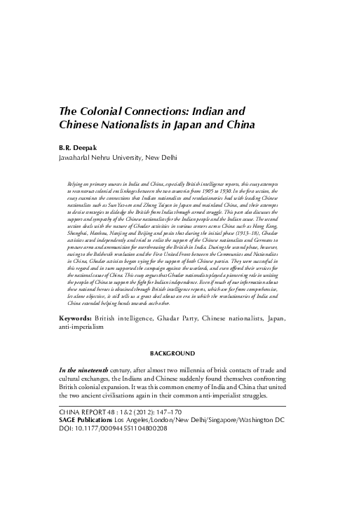 (PDF) The Colonial Connections: Indian and Chinese Nationalists in ...