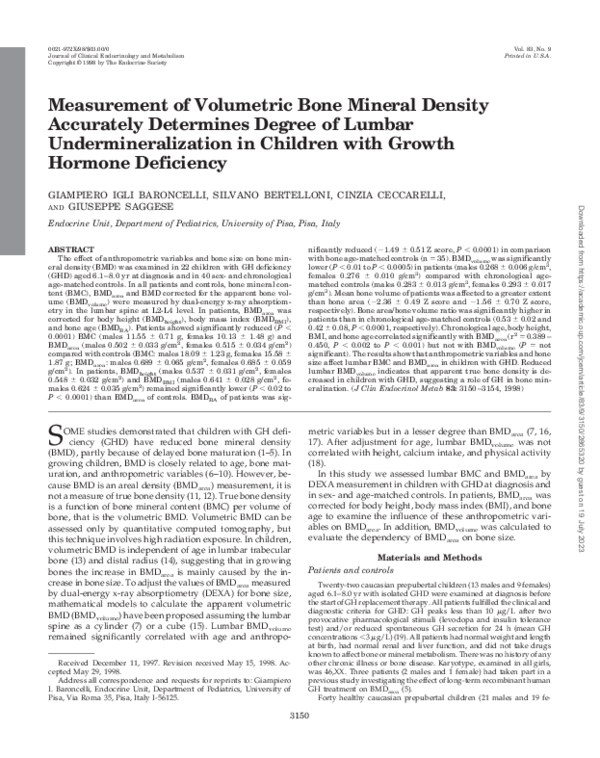 (PDF) Measurement of Volumetric Bone Mineral Density Accurately ...