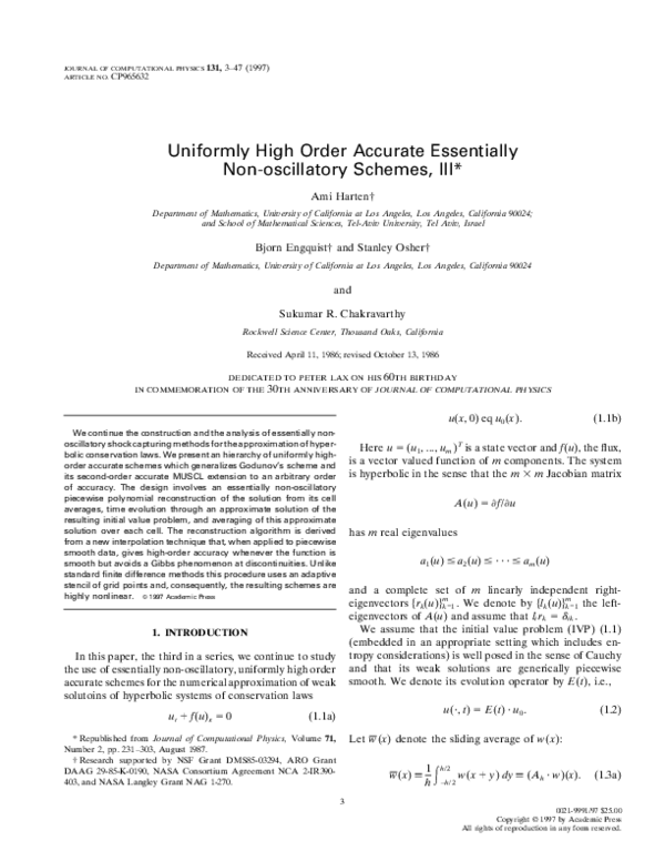 (PDF) Uniformly high-order accurate essentially non-oscillatory schemes