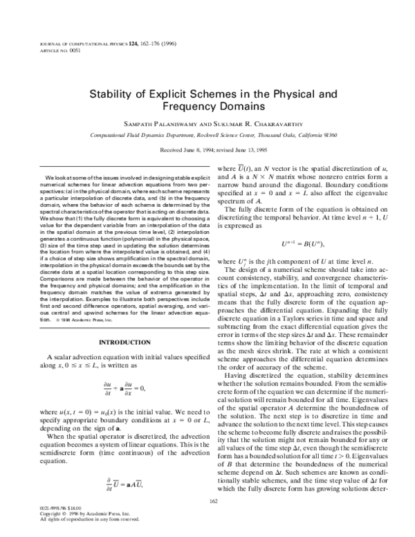 (PDF) Stability of Explicit Schemes in the Physical and Frequency Domains | Sukumar Chakravarthy ...