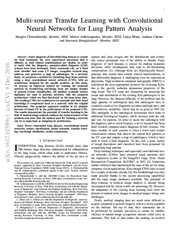 Pdf Multisource Transfer Learning With Convolutional Neural Networks For Lung Pattern Analysis