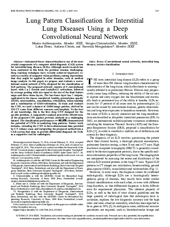 (PDF) Lung Pattern Classification for Interstitial Lung Diseases Using a Deep Convolutional ...