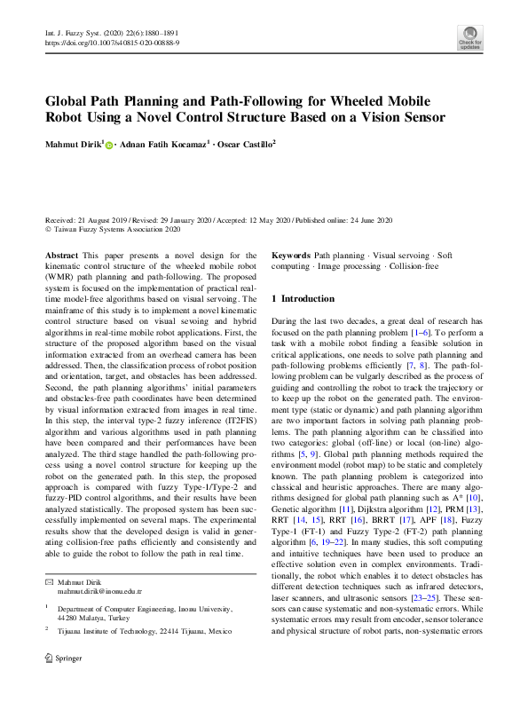 Pdf Global Path Planning And Path Following For Wheeled Mobile Robot