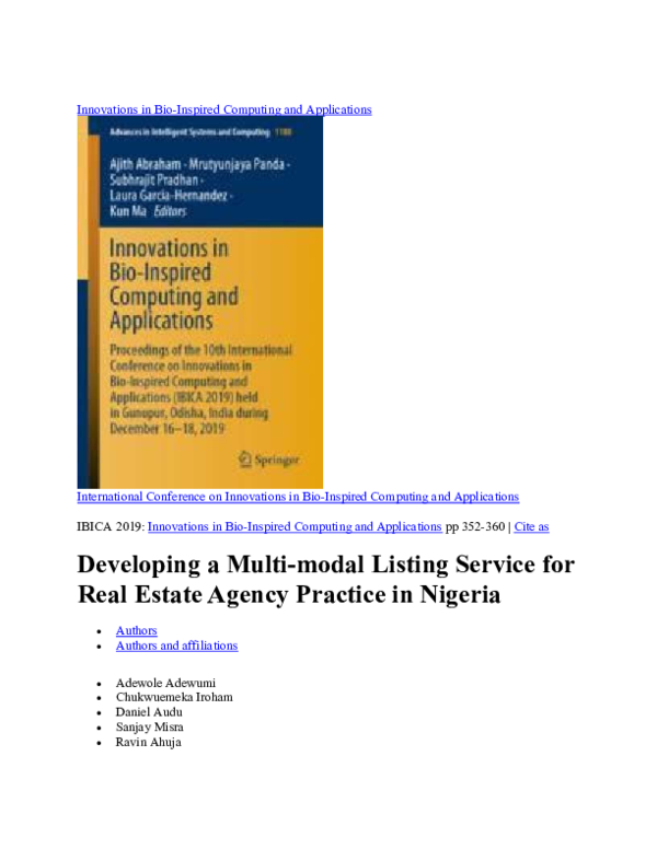 (PDF) Developing a Multi-modal Listing Service for Real Estate Agency ...
