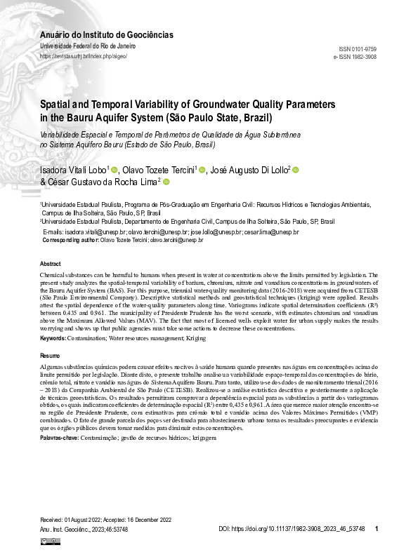 Pdf Spatial And Temporal Variability Of Groundwater Quality