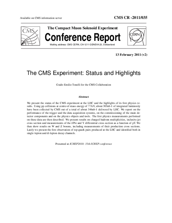 (PDF) CMS status and highlights