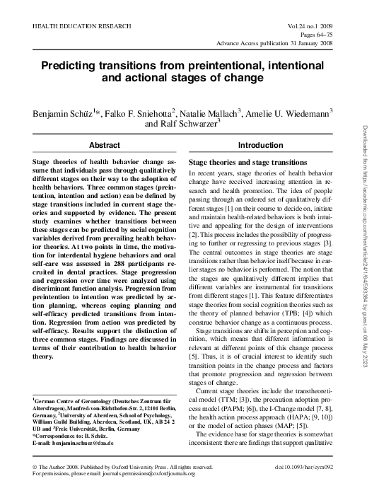 (PDF) Predicting transitions from preintentional, intentional and ...