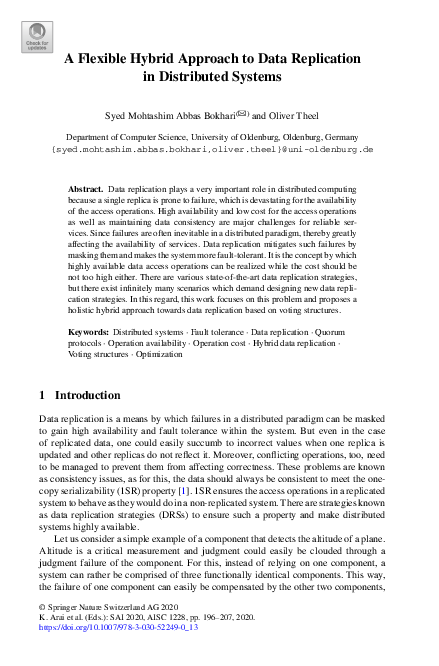 (PDF) A Flexible Hybrid Approach to Data Replication in Distributed Systems