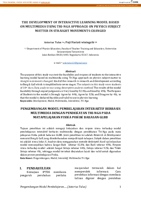 (PDF) Pengembangan Modul Pembelajaran Interaktif Berbasis Multimedia Dengan Pendekatan Tri-Nga ...
