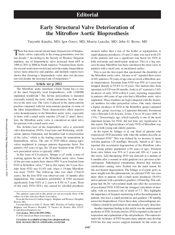 (PDF) Early structural valve deterioration of the mitroflow aortic ...