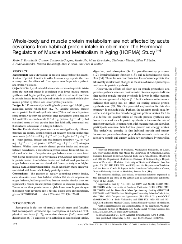 (PDF) Protein Intake Changes Don't Affect Muscle Metabolism