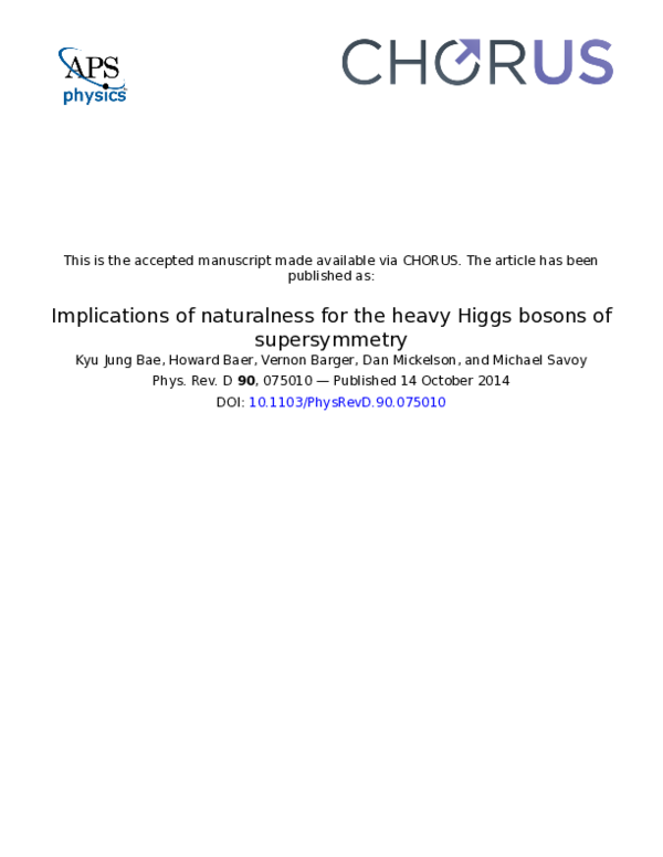 (PDF) Implications of naturalness for the heavy Higgs bosons of ...
