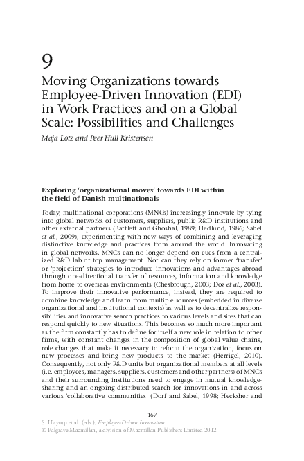 (PDF) Moving Organizations towards Employee-Driven Innovation (EDI) in ...
