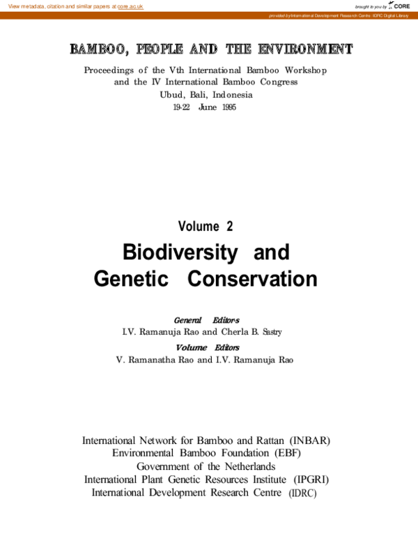 (PDF) Bamboo, people and the environment: proceedings of the Vth ...