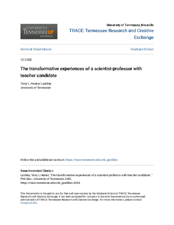 (PDF) The transformative experiences of a scientist-professor with ...
