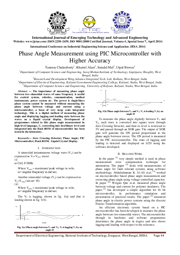 (PDF) Phase Angle Measurement using PIC Microcontroller with Higher ...