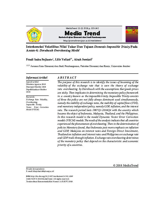 (PDF) Interkoneksi Volatilitas Nilai Tukar Dan Tujuan Domestic ...