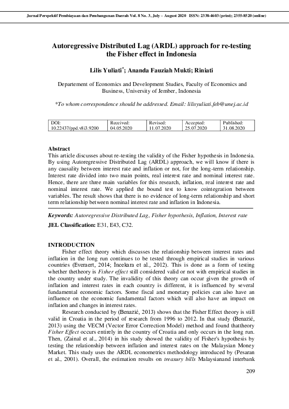 (PDF) Autoregressive Distributed Lag (ARDL) approach for re-testing the ...