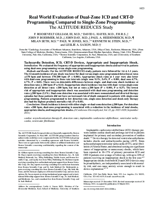 (PDF) Real World Evaluation of Dual-Zone ICD and CRT-D Programming ...