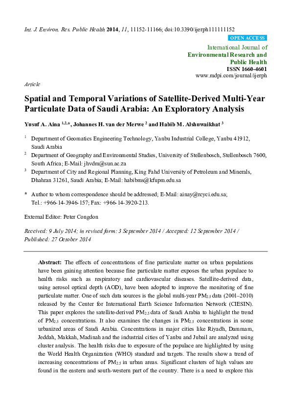 (PDF) www.mdpi.com/journal/ijerph Article Spatial and Temporal Variations of Satellite-Derived ...