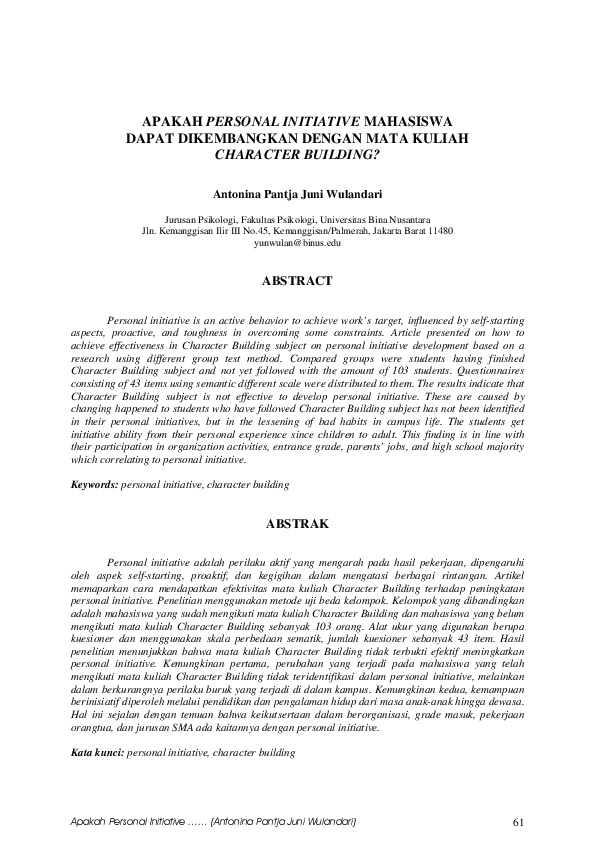 (PDF) Apakah Personal Initiative Mahasiswa dapat Dikembangkan dengan ...