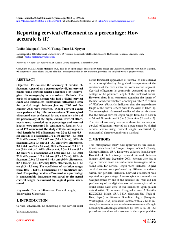 (PDF) Reporting cervical effacement as a percentage: How accurate is it?