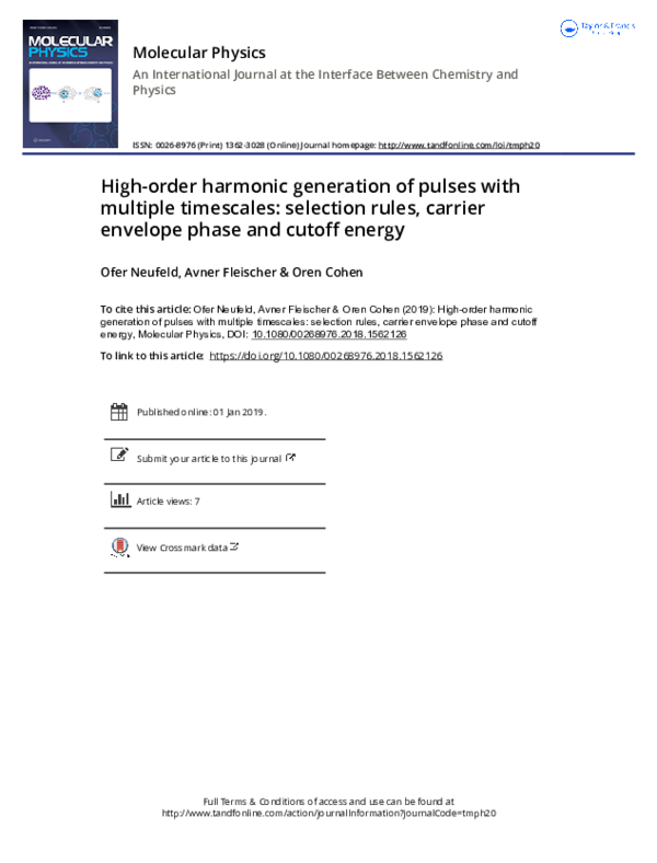 (PDF) High-order harmonic generation of pulses with multiple timescales: selection rules ...