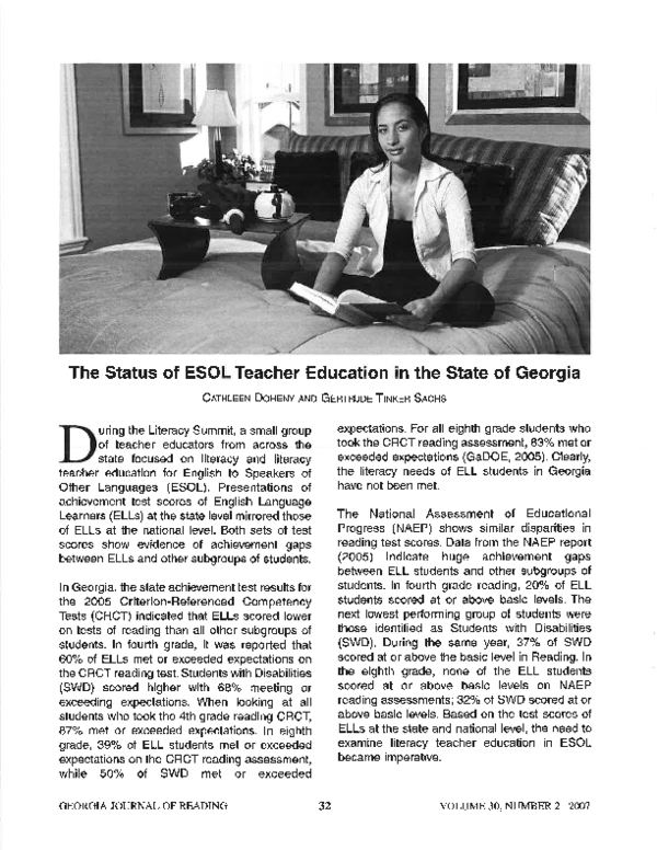 (PDF) The Status of ESOL Teacher Education in the State of Georgia