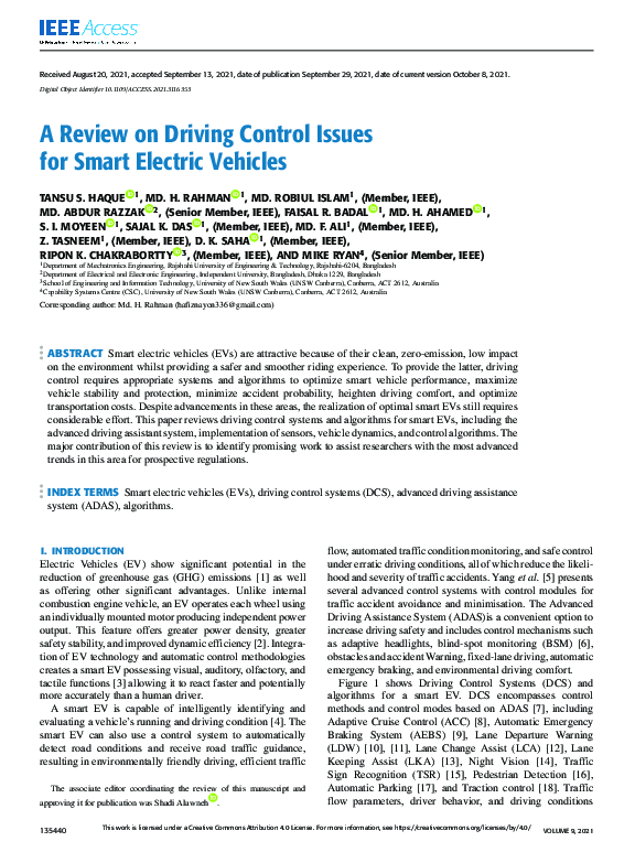(PDF) A Review on Driving Control Issues for Smart Electric Vehicles