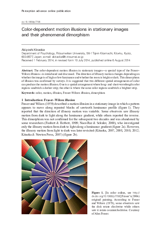 (PDF) Color-Dependent Motion Illusions in Stationary Images and Their ...