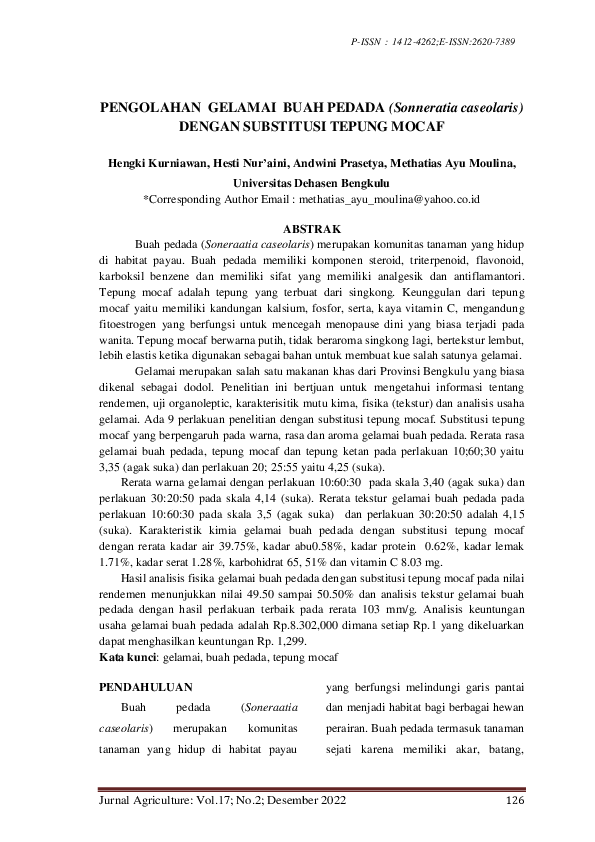 (PDF) PENGOLAHAN GELAMAI BUAH PEDADA (Sonneratia caseolaris) DENGAN ...