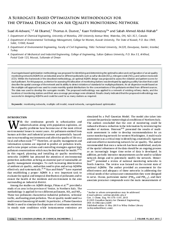 (PDF) A Surrogate-Based Optimization Methodology for the Optimal Design of an Air Quality ...