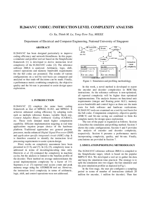 Pdf H 264 Avc Codec Instruction Level Complexity Analysis Thinh