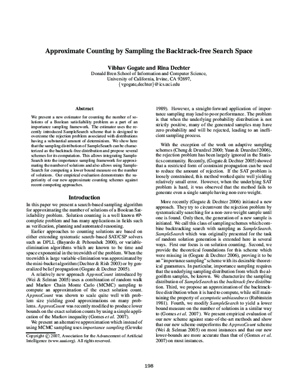 (PDF) Approximate counting by sampling the backtrack-free search space