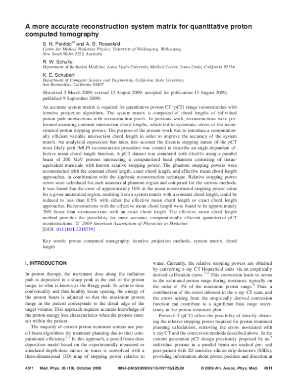 (PDF) A more accurate reconstruction system matrix for quantitative ...